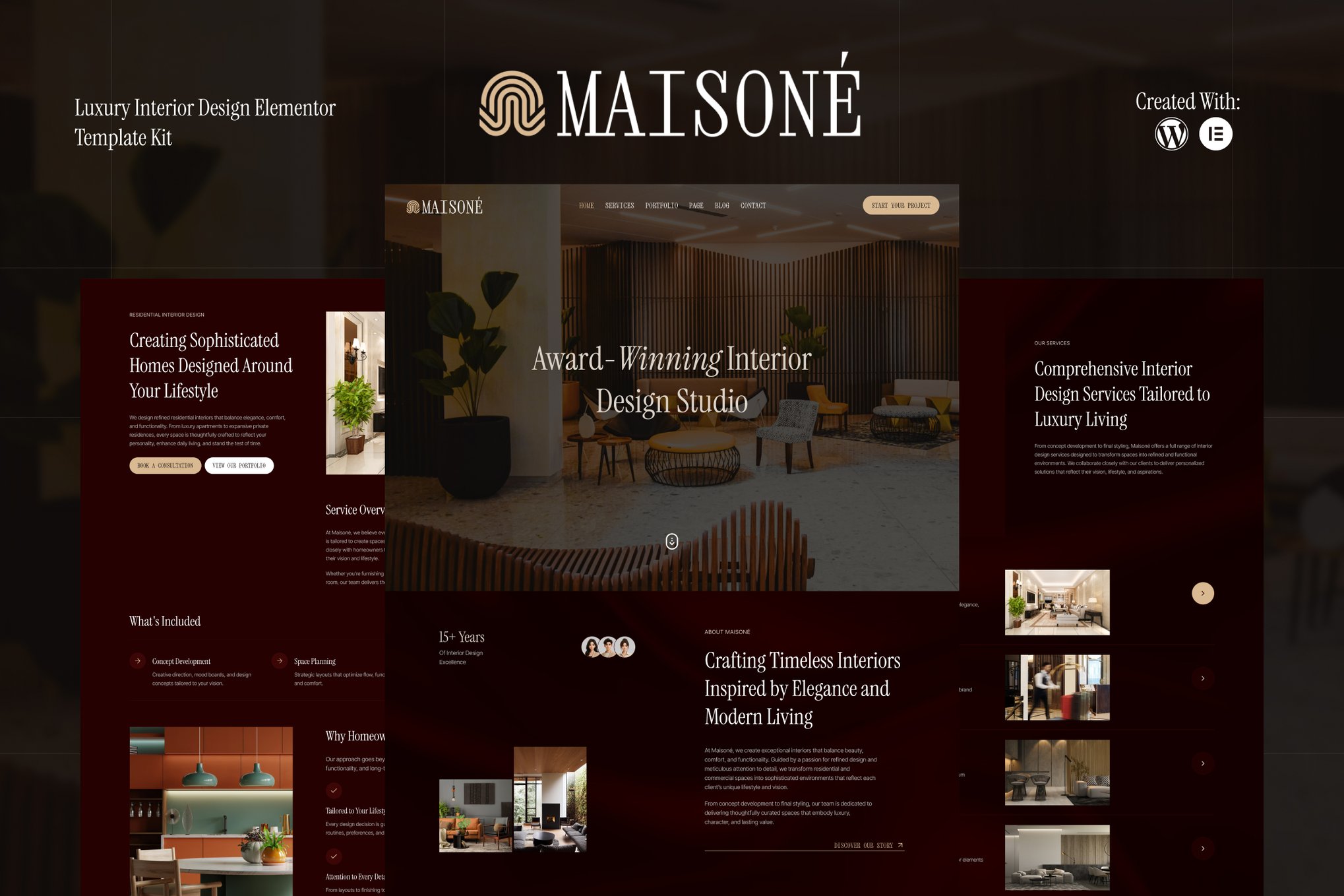 Maisone - Luxury Interior Design Elementor Template Kit