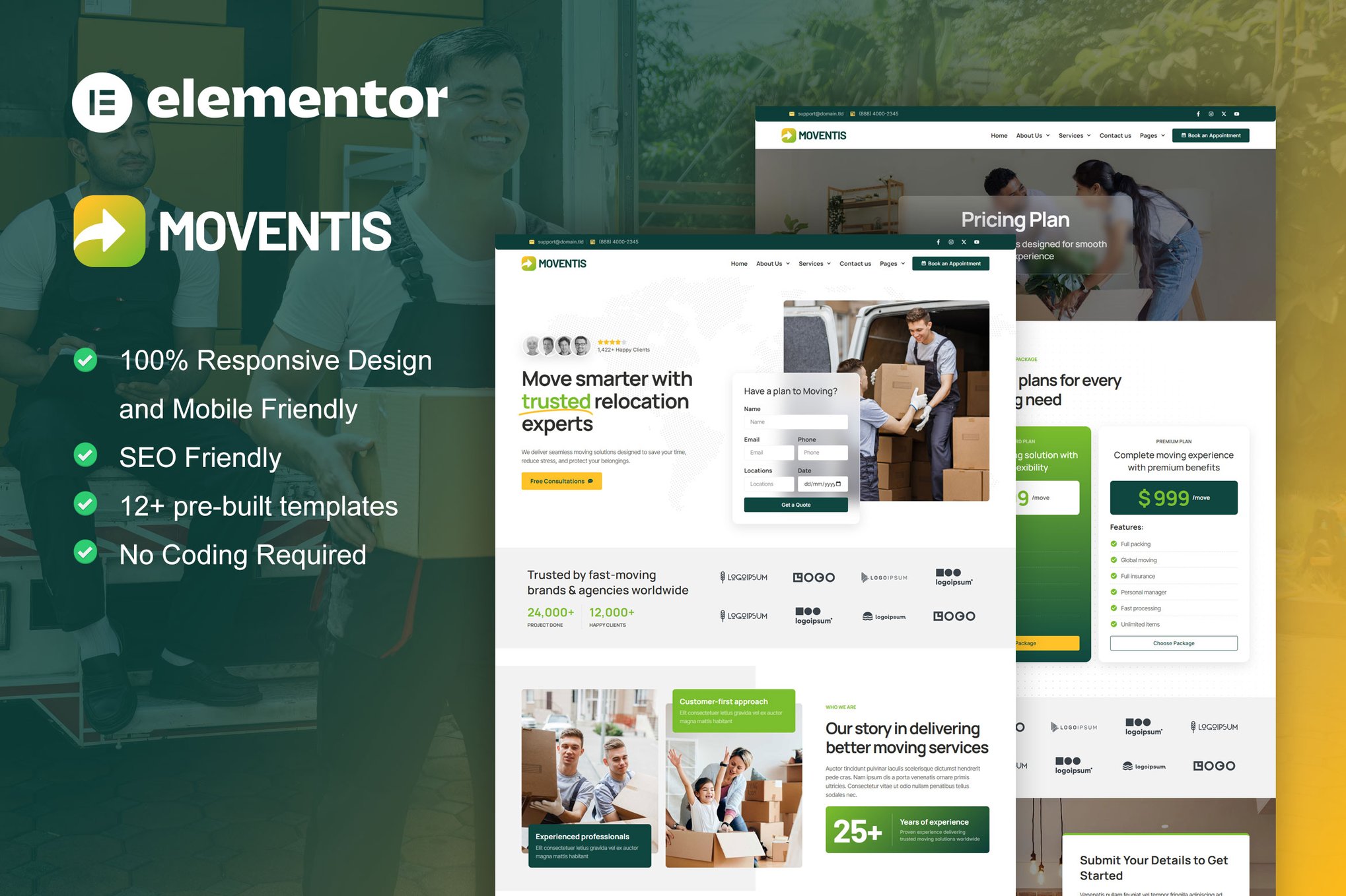 Moventis - Moving Company & Relocation Service Elementor Pro Template Kit