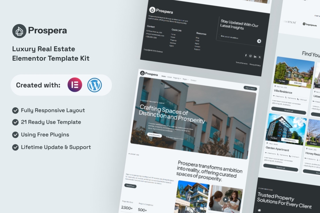 Prospera - Luxury Real Estate Elementor Template Kit