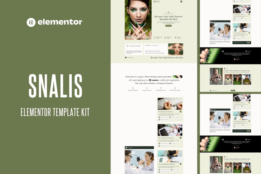 Snalis - Nail Salon & Beauty Care Elementor Template Kit