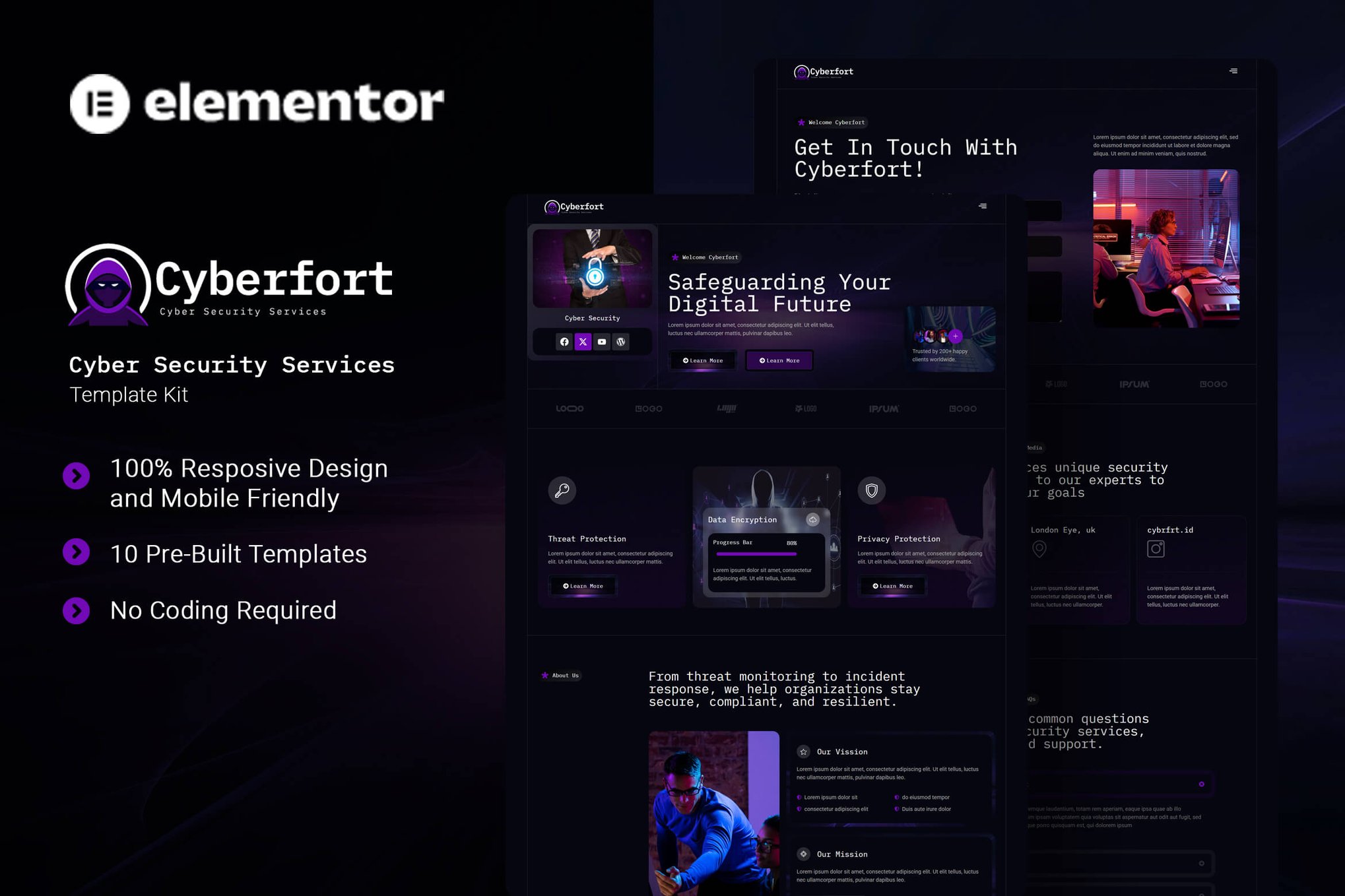 Cyberfort - Cyber Security Services Elementor Template Kit